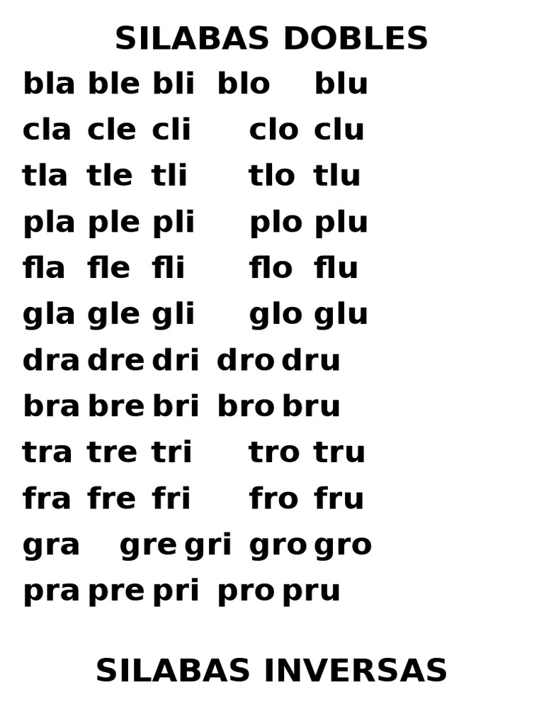Silabas Dobles | PDF