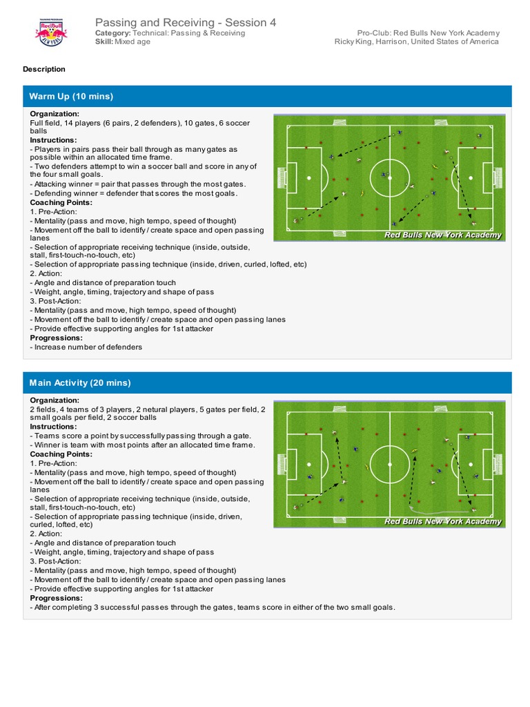 Passing and Receiving - Session 4: Warm Up (10 Mins) | PDF | Trajectory ...