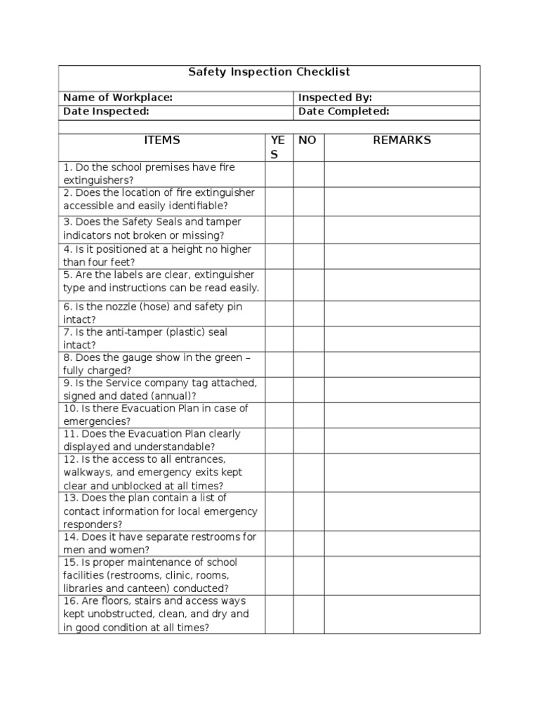 Checklist | PDF | Stairs | Safety