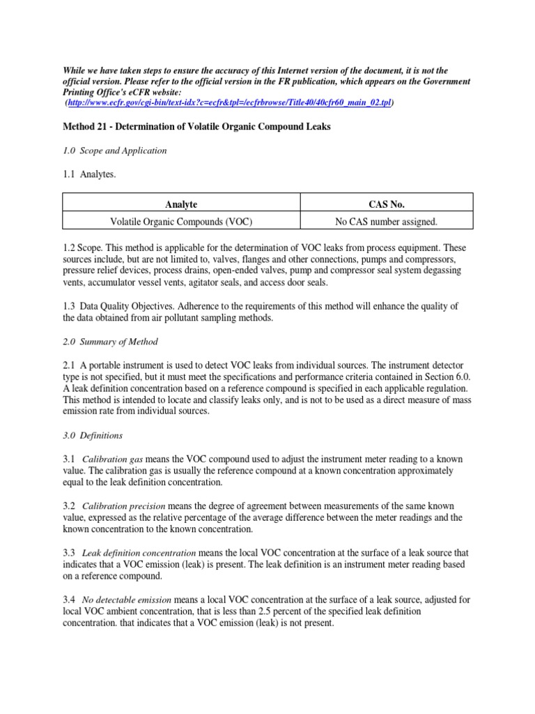 VOC Leak Detection Method Determination | PDF | Volatile Organic ...