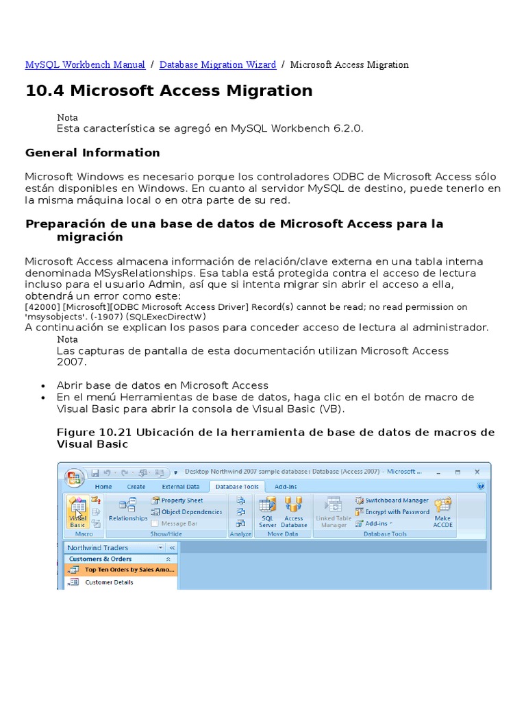 MySQL Workbench Microsoft Access Migration | PDF | Mi sql | Tabla (base de datos)