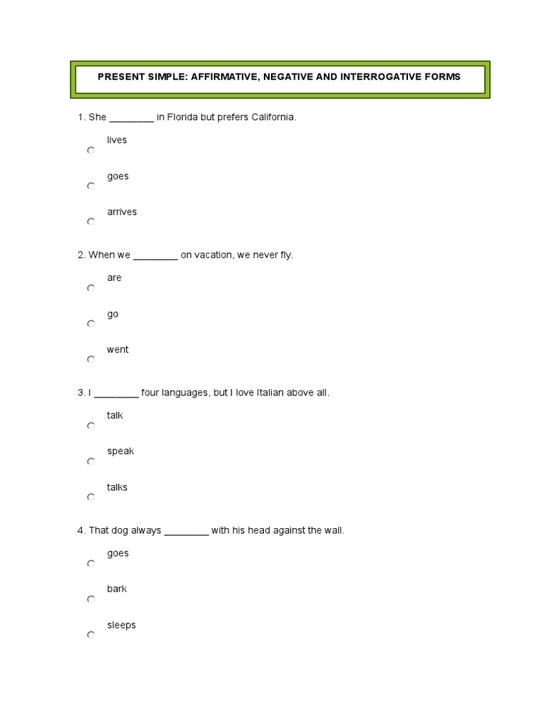 Present Simple Tense Forms: A Guide to the Affirmative, Negative and ...