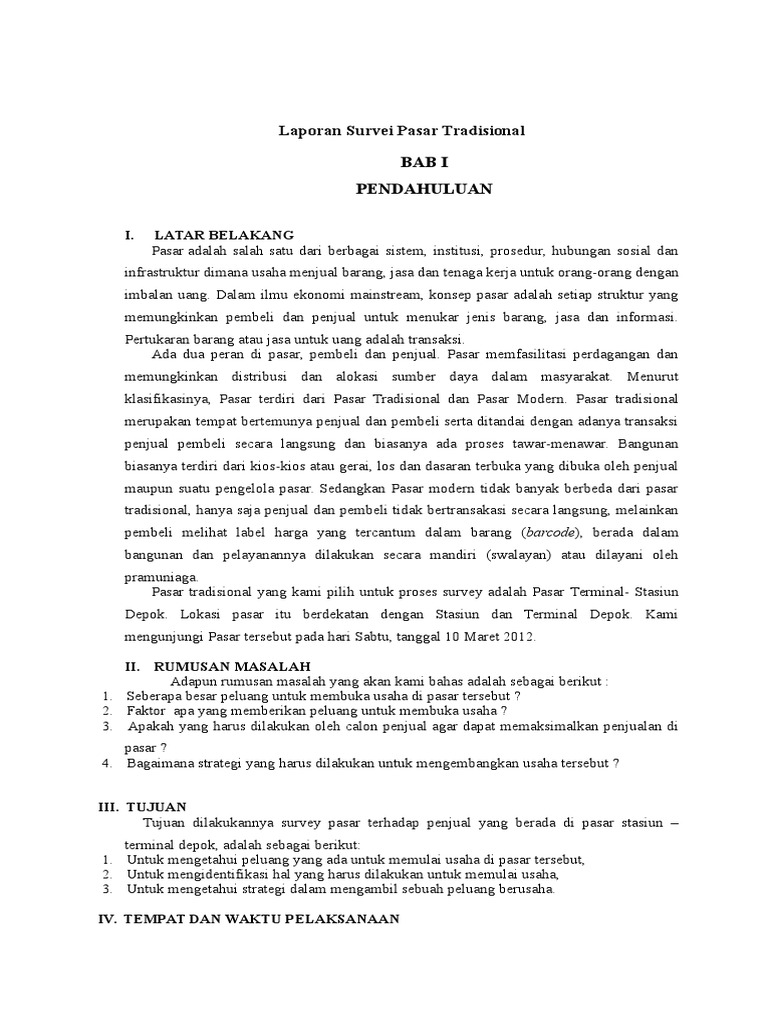 Contoh Laporan Observasi Ke Pasar | PDF