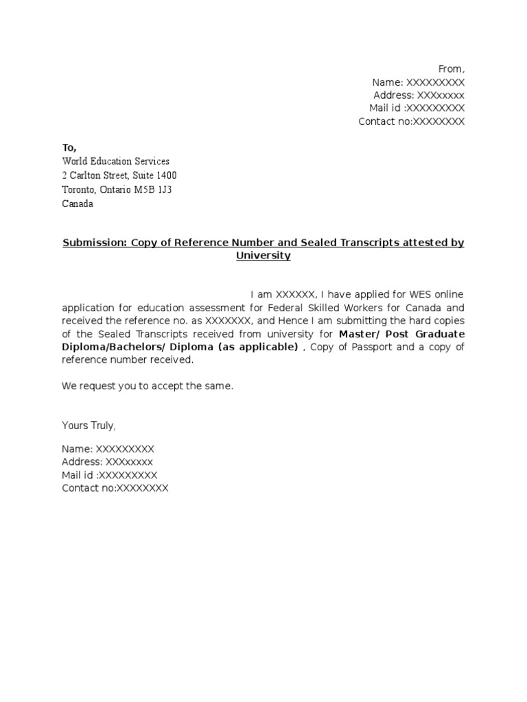 WES Covering Letter 1 1375087145 | PDF