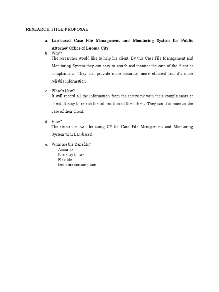 Research Title Proposal A. Lan-Based Case File Management and ...