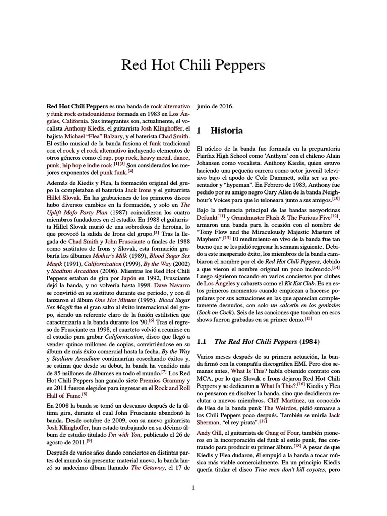 Red Hot Chili Peppers | PDF | La música rock | Industria de la música