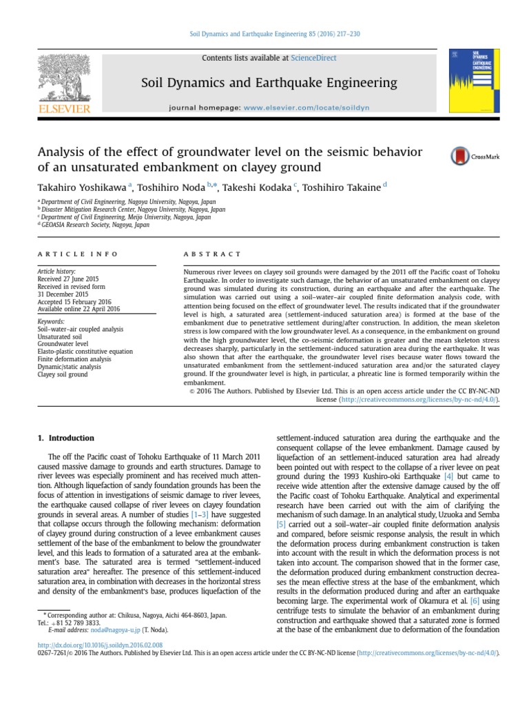 Analiza Efectului Nivelului Apelor Subterane Asupra Comportamentului ...