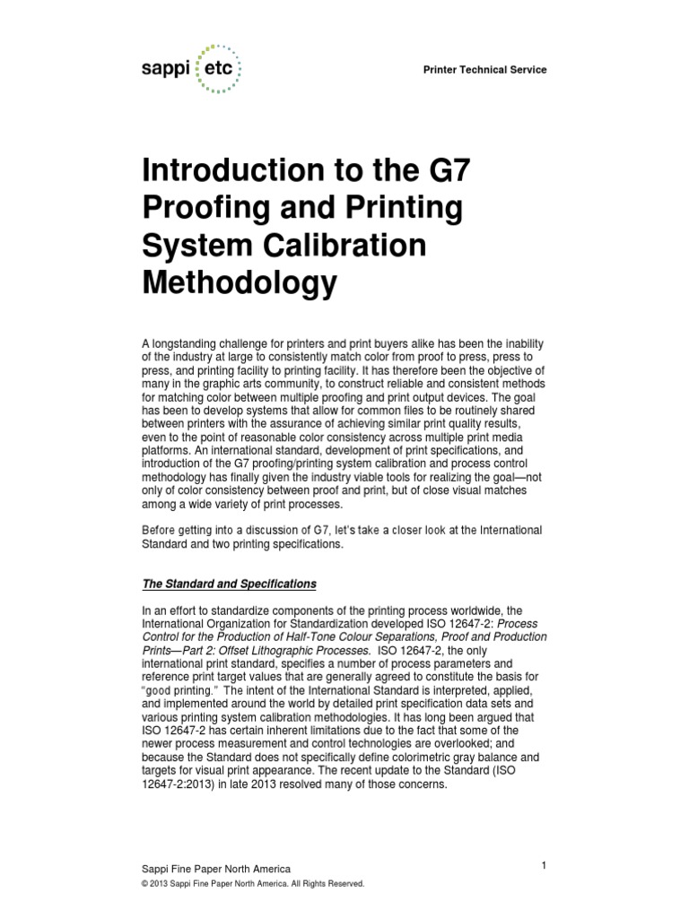 Introduction To The G7 Methodology PDF | PDF | Calibration | Printing