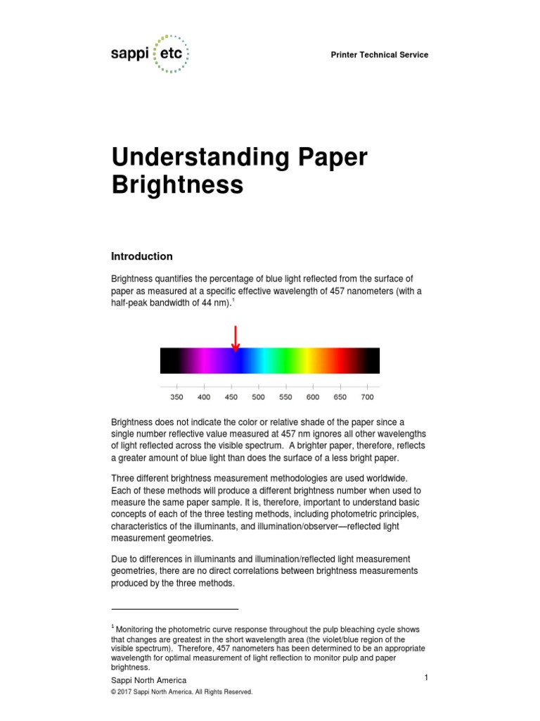Understanding Paper Brightness PDF | PDF | Ultraviolet | Lighting