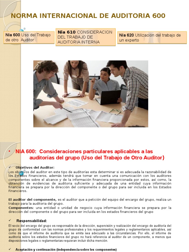 Nia 600 | PDF | Contralor | Auditoría financiera