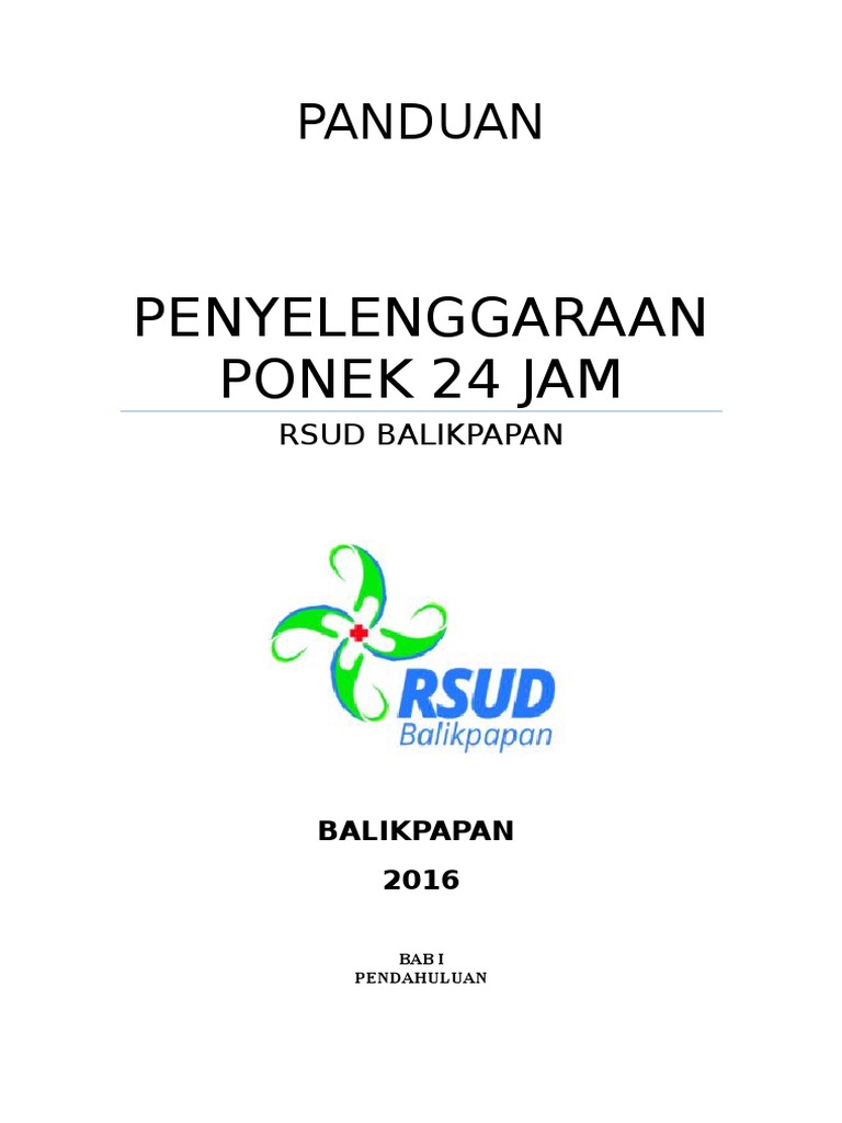 Panduan Penyelenggaraan Ponek 24 Jam RSUD | PDF