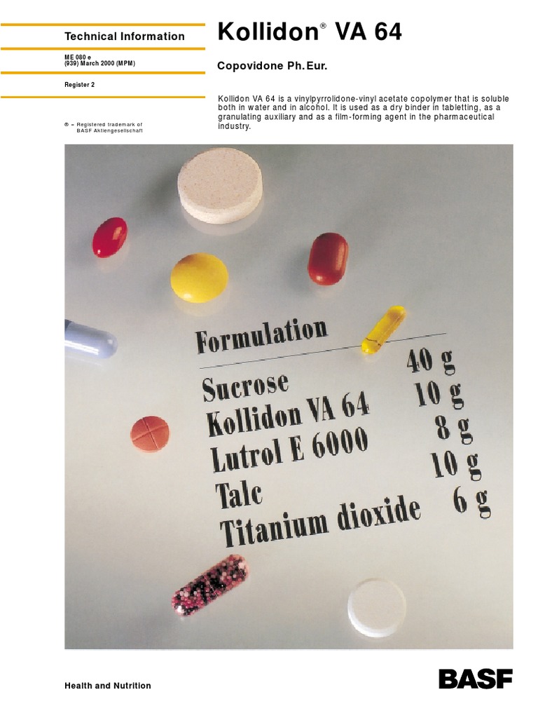 Kollidon VA 64 | Tablet (Pharmacy) | Pharmaceutical Formulation