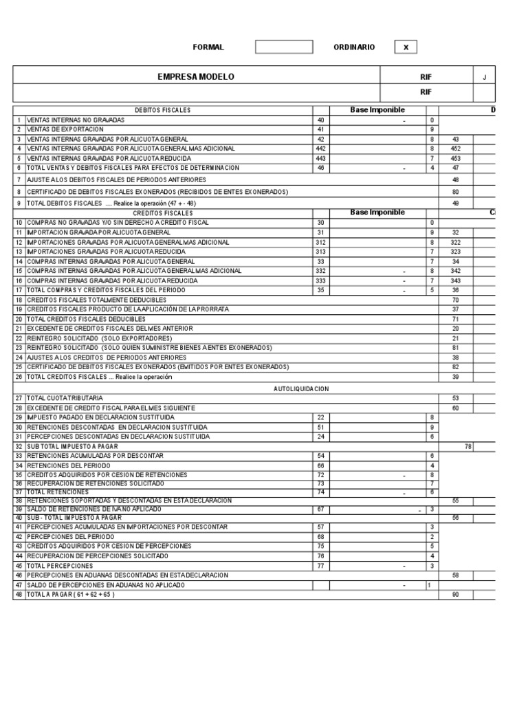 Iva Planilla Declaracion | PDF | Impuesto al valor agregado | Impuestos