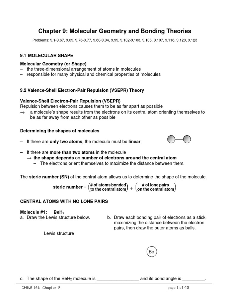 Chapter 9: Molecular Geometry and Bonding Theories | PDF