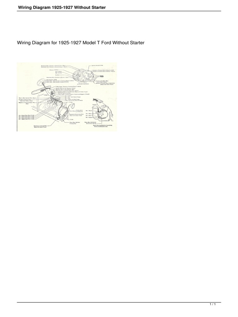 Wiring Diagram For 1925-1927 Model T Ford Without Starter | PDF