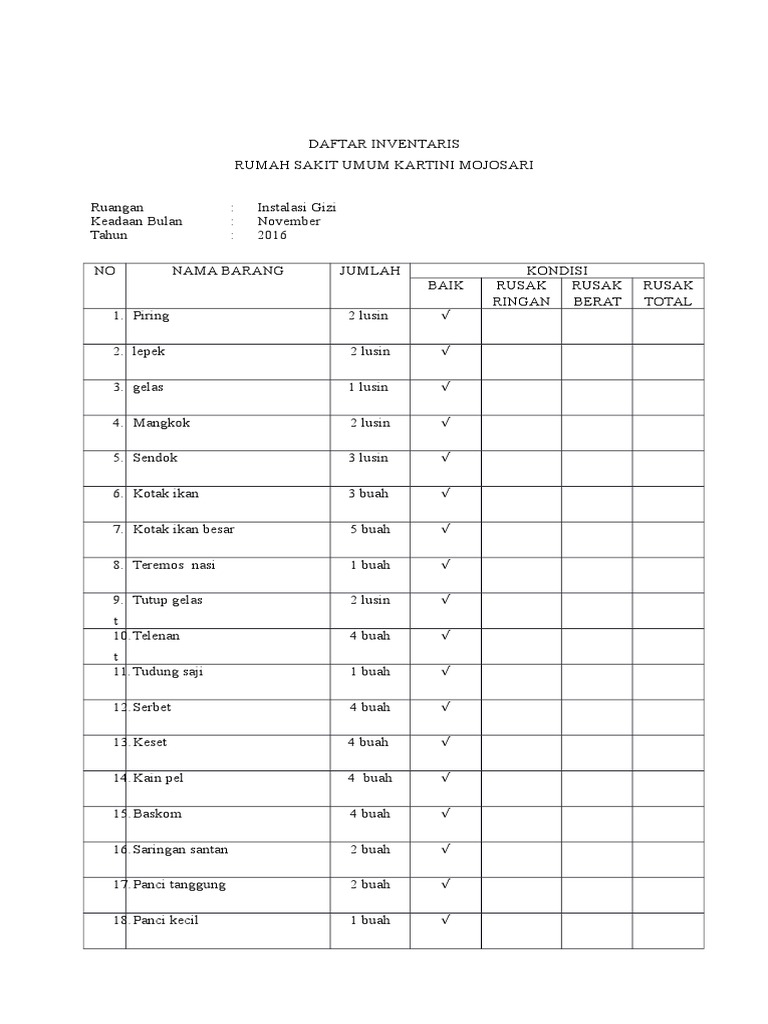 Data Inventaris Gizi | PDF