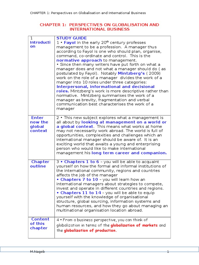 Chapter 1 Globalisation Summary | PDF | International Business | Globalization