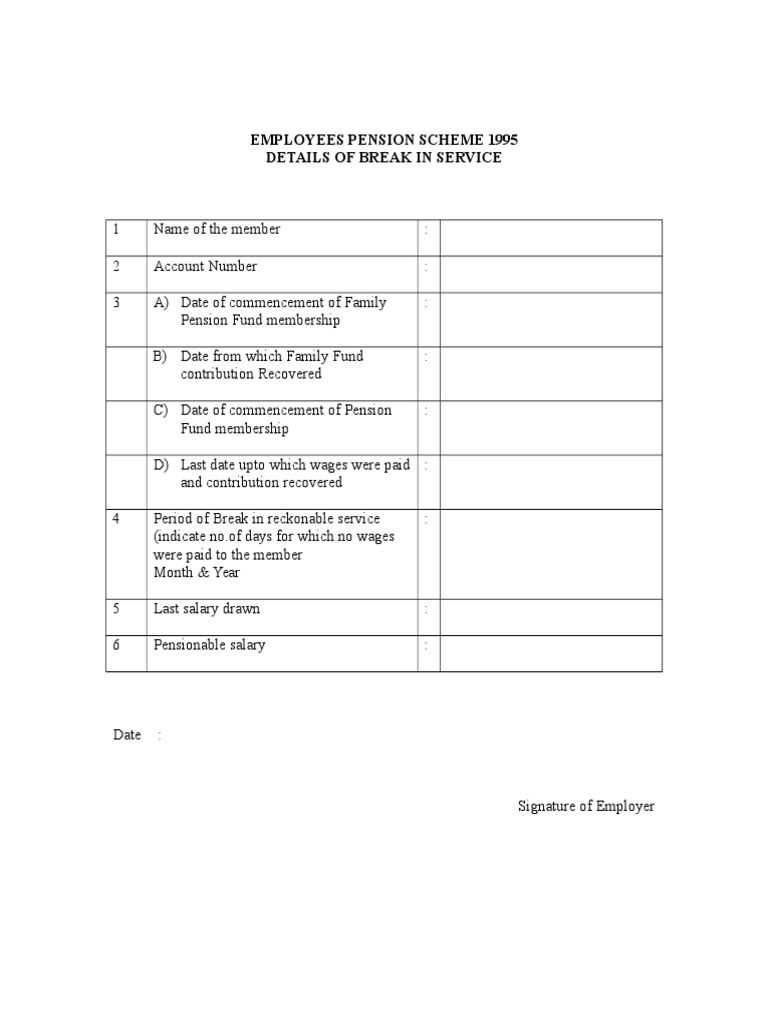 Pension Break in Service Certificate | PDF