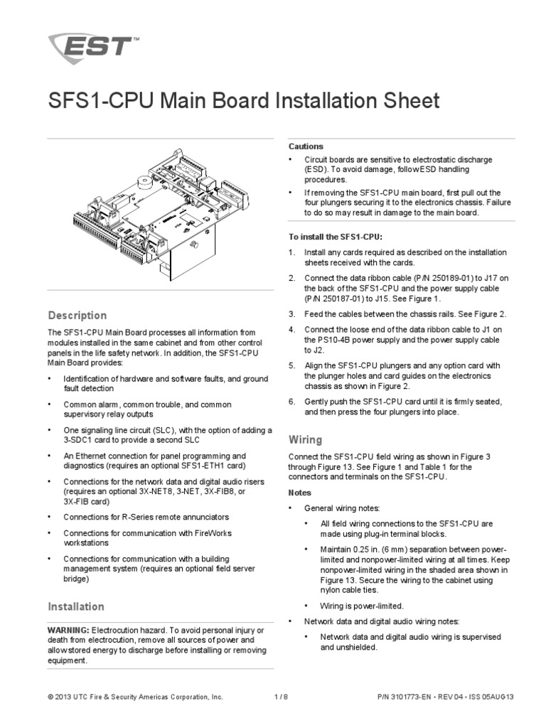 3101773-En R04 SFS1-CPU Main Board Installation Sheet | PDF ...