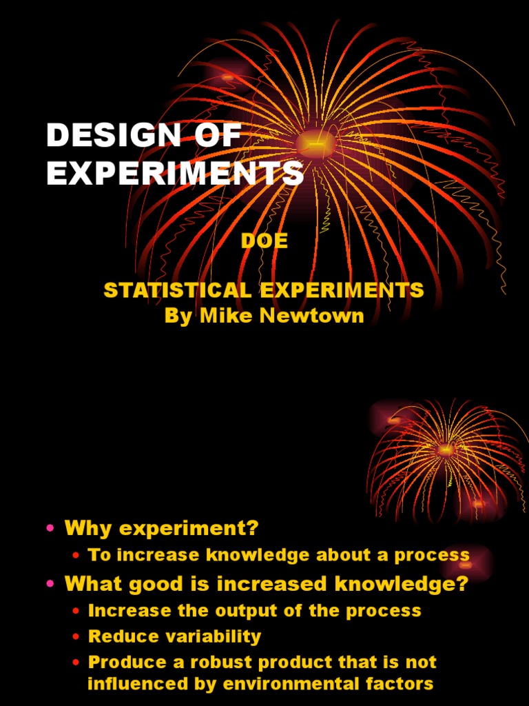 Design of Experiments: DOE Statistical Experiments by Mike Newtown | PDF