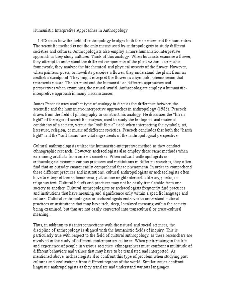 Humanistic Interpretive Approaches in Anthropology | PDF | Anthropology ...