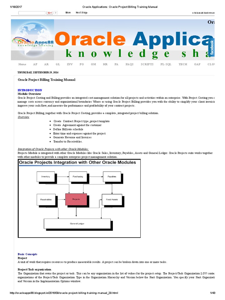 Oracle Applications Oracle Project Billing Training Manual Pdf