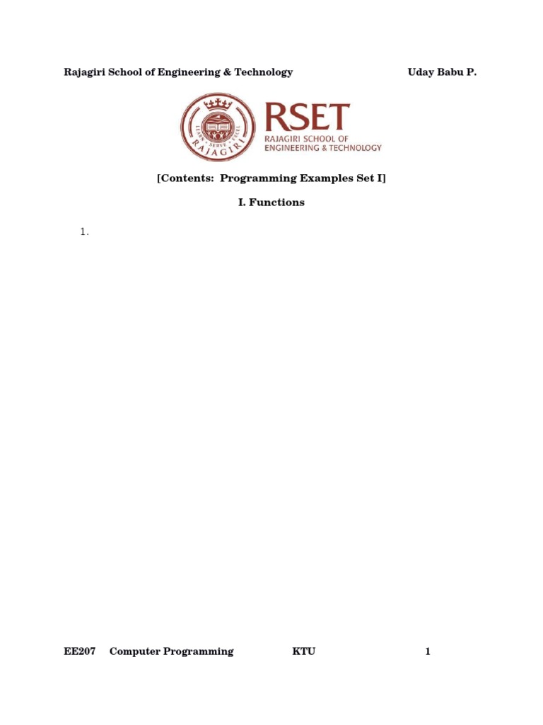 Programming Examples Set I Module IV | PDF