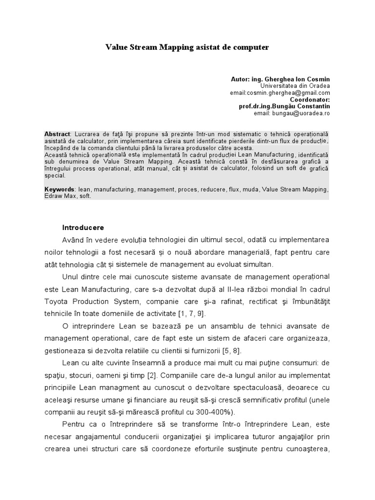 Diagrama Fluxului de Valoare PDF | PDF