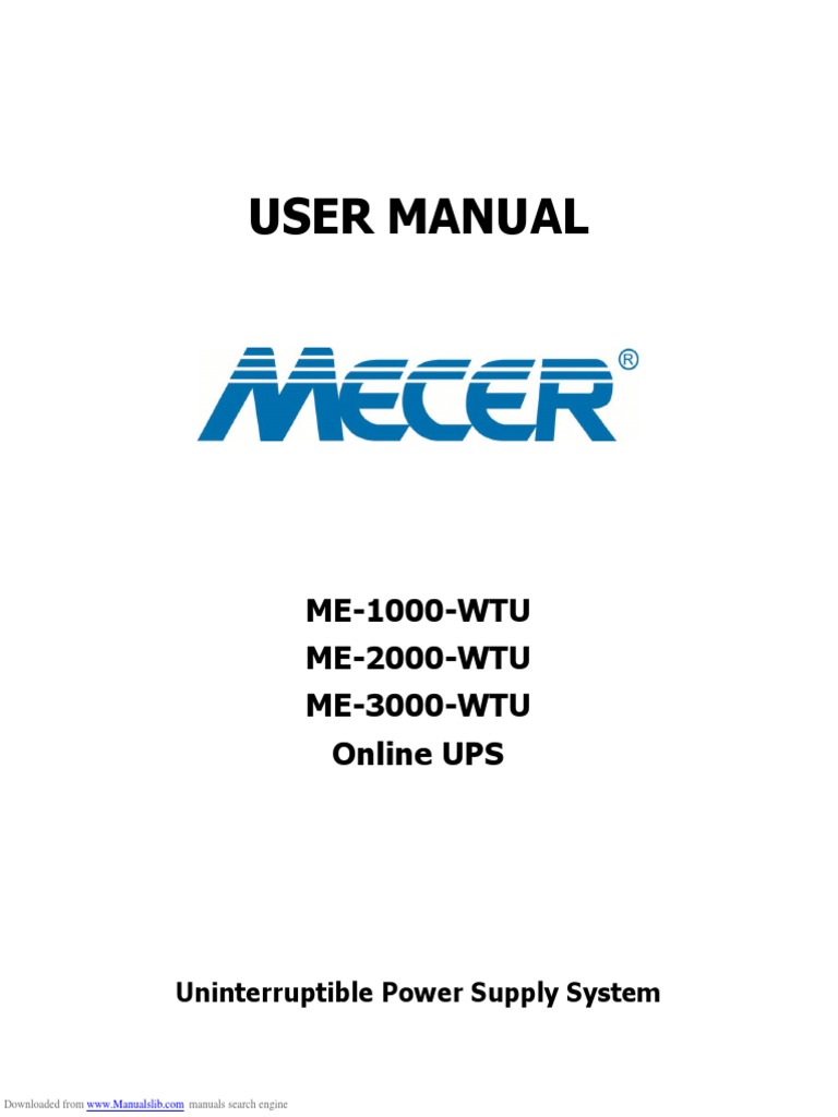 Mecer ME-1000-WTF Online UPS Series | PDF | Mains Electricity | Battery ...