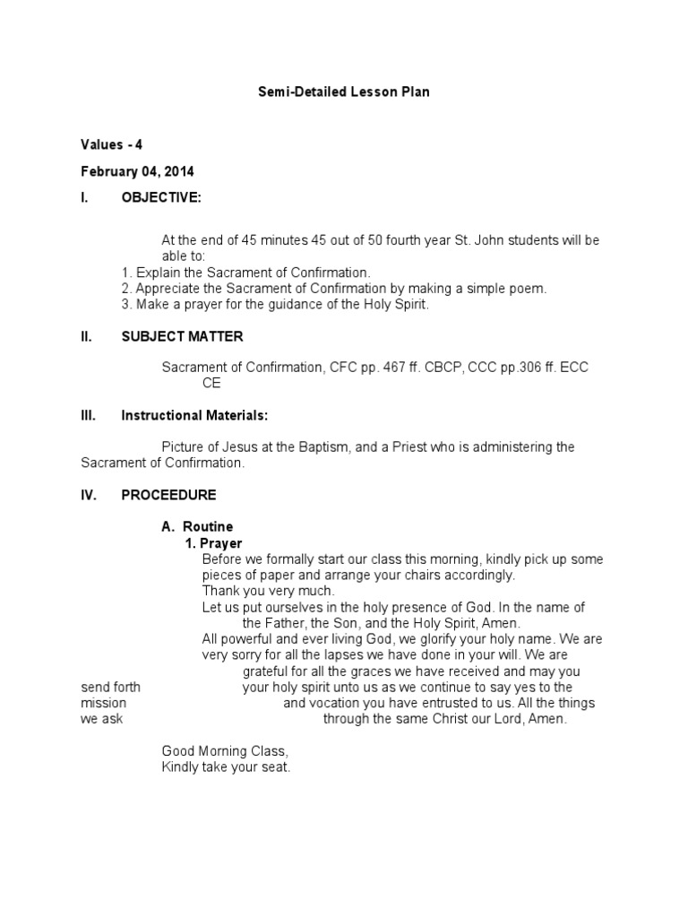 Traditional Lesson Plan | Download Free PDF | Sacraments | Baptism