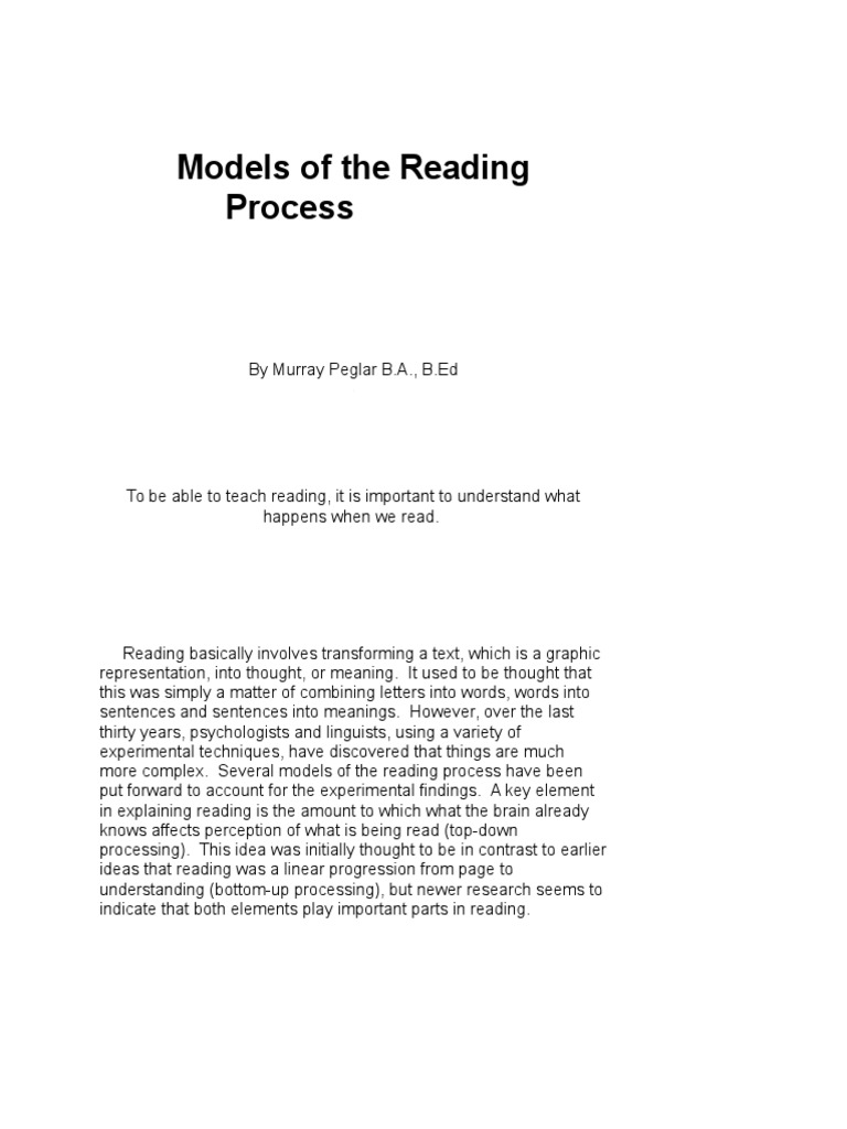 Models of The Reading Process | PDF | Schema (Psychology) | Top Down ...