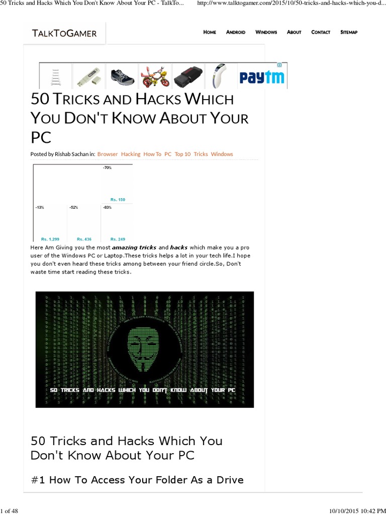 50 Tricks and Hacks Which You Don't Know About Your PC - TalkTo | PDF ...