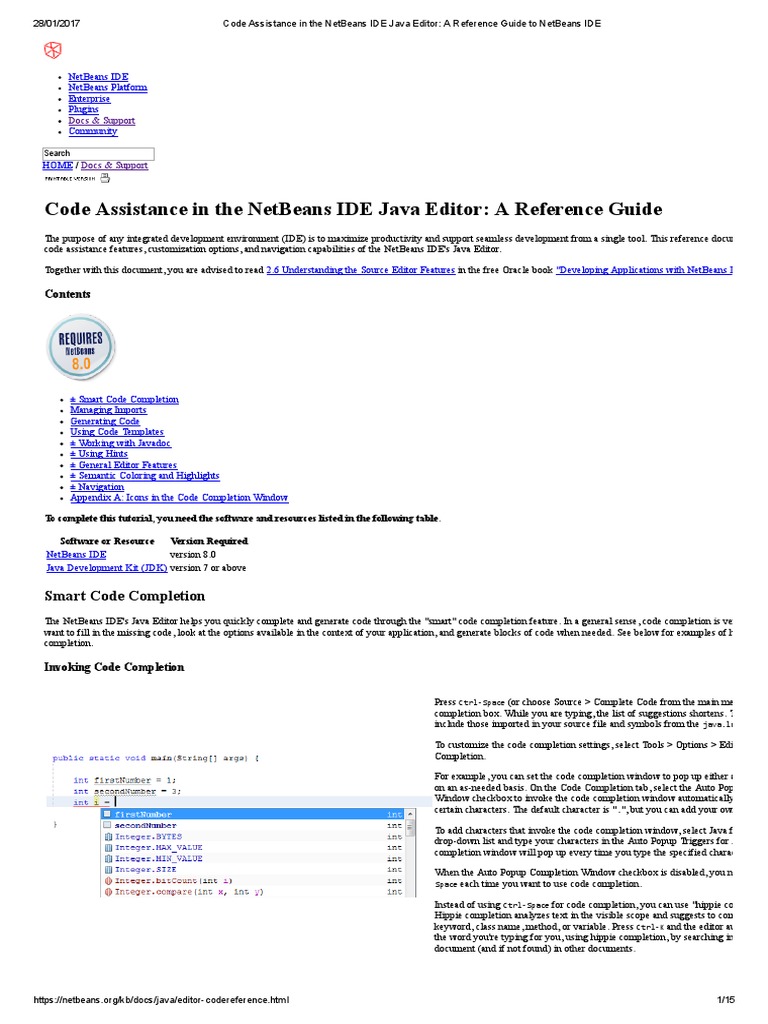 Code Assistance In The Netbeans Ide Java Editor A Reference Guide To Netbeans Ide Pdf
