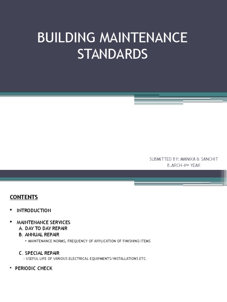 Building Maintenance Standards - pptx-1 | PDF | Electrical Wiring ...