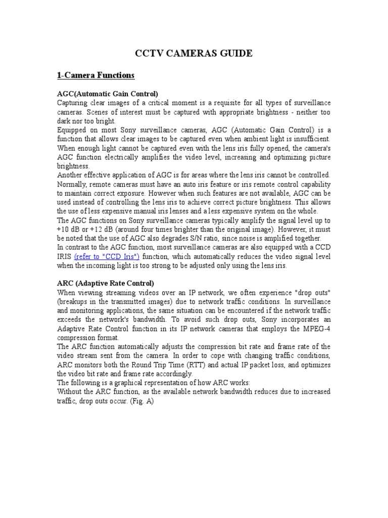 CCTV Cameras Guide: 1-Camera Functions | PDF | Zoom Lens | Infrared