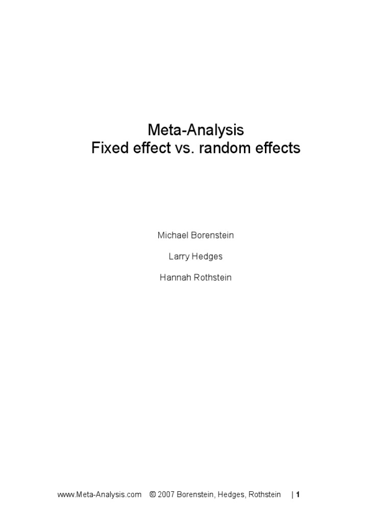 Meta-Analysis Fixed Effect Vs Random Effects | Download Free PDF ...