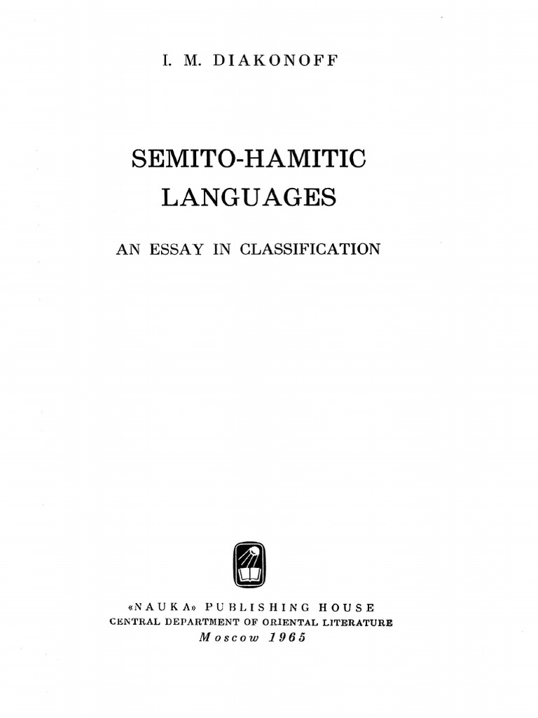 Diakonoff - Semito-Hamitic Languages: An Essay in Classification (1965 ...