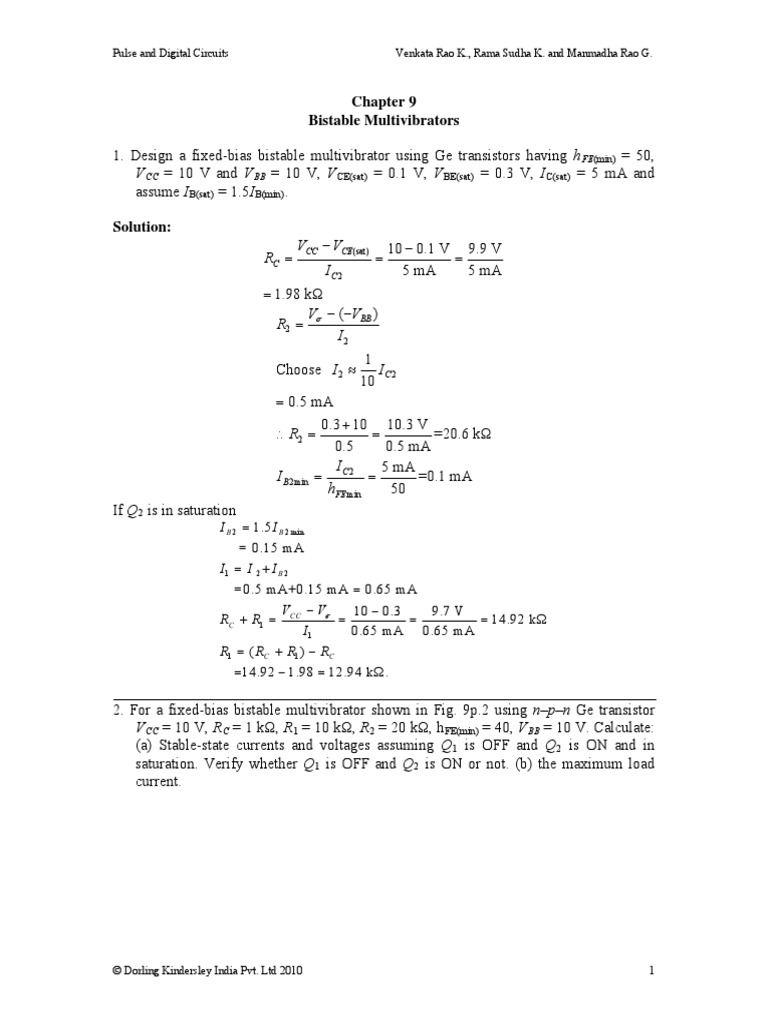 Bistable Multivibrator Design PDF | PDF | Electronic Design | Computer Engineering