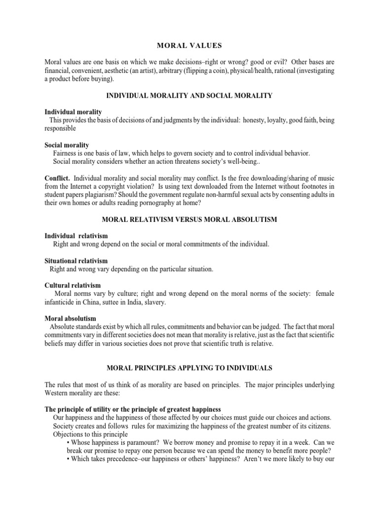 Morality Notes | PDF | Natural And Legal Rights | Morality