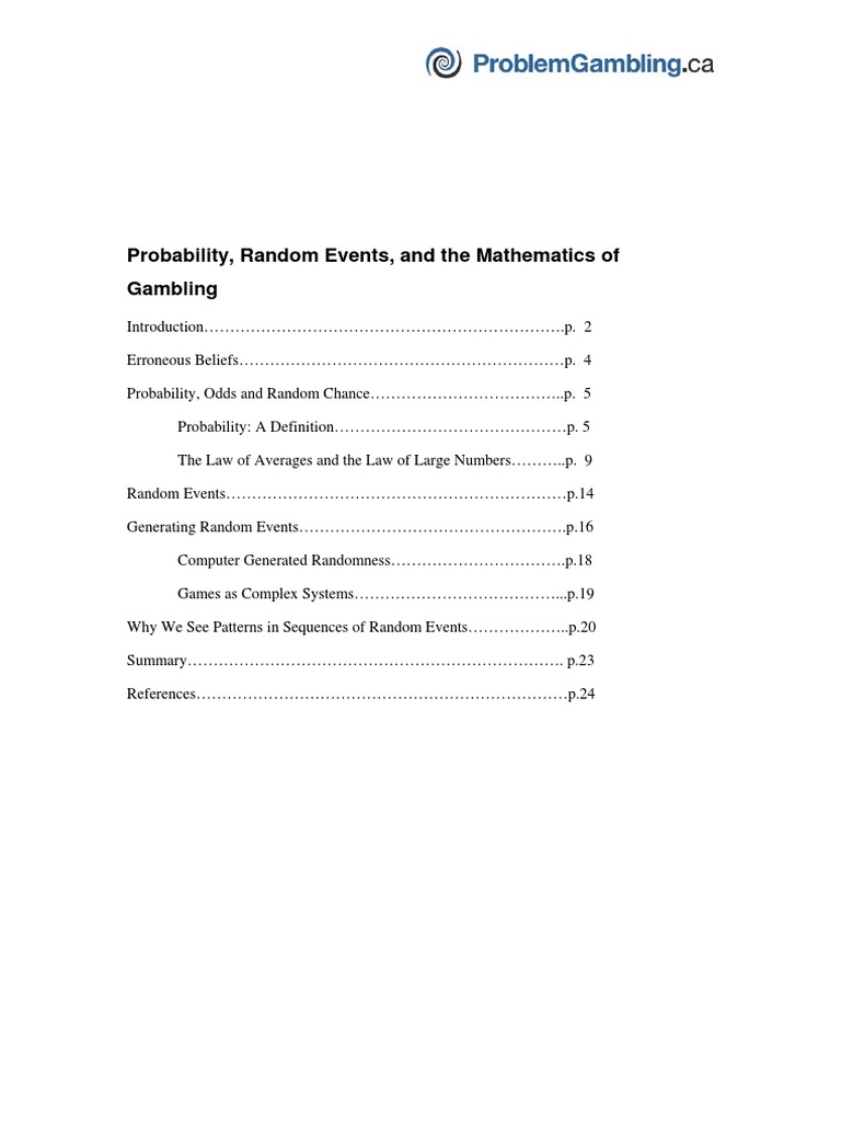 Probability, Random Events, and The Mathematics of Gambling | PDF ...