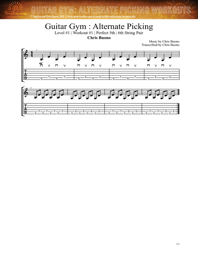 Guitar Gym Alternate Picking Exercises: A Collection of Progressive Technical Studies Focusing ...
