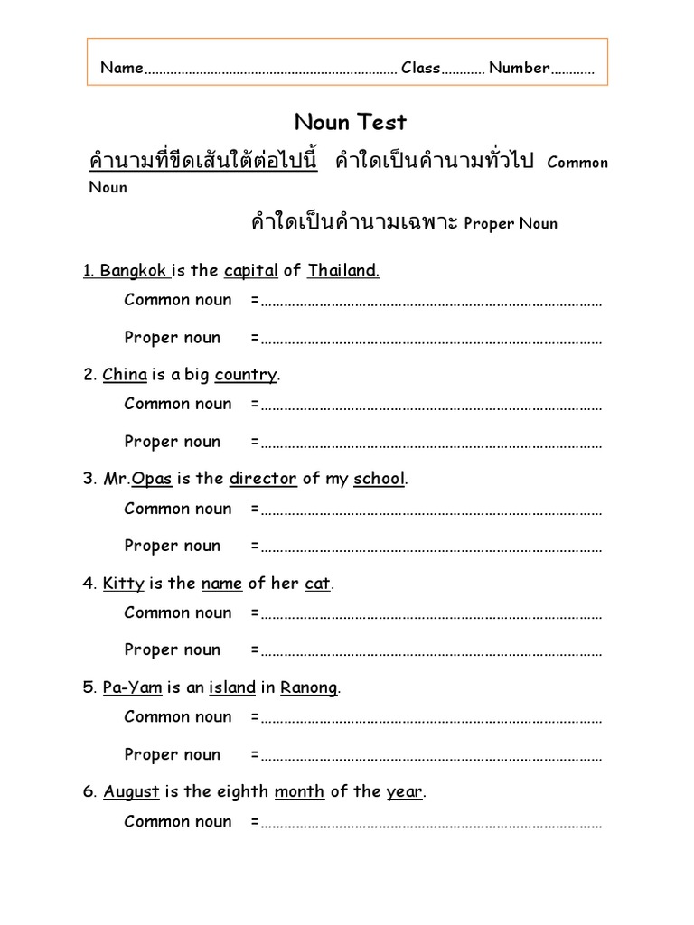 Noun and Pronoun Test | PDF