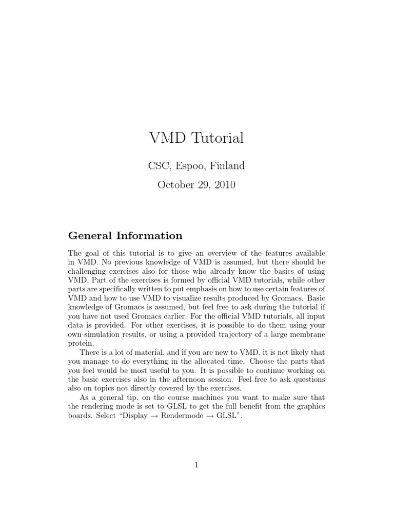 VMD Exercises PDF | PDF | Command Line Interface | Scripting Language