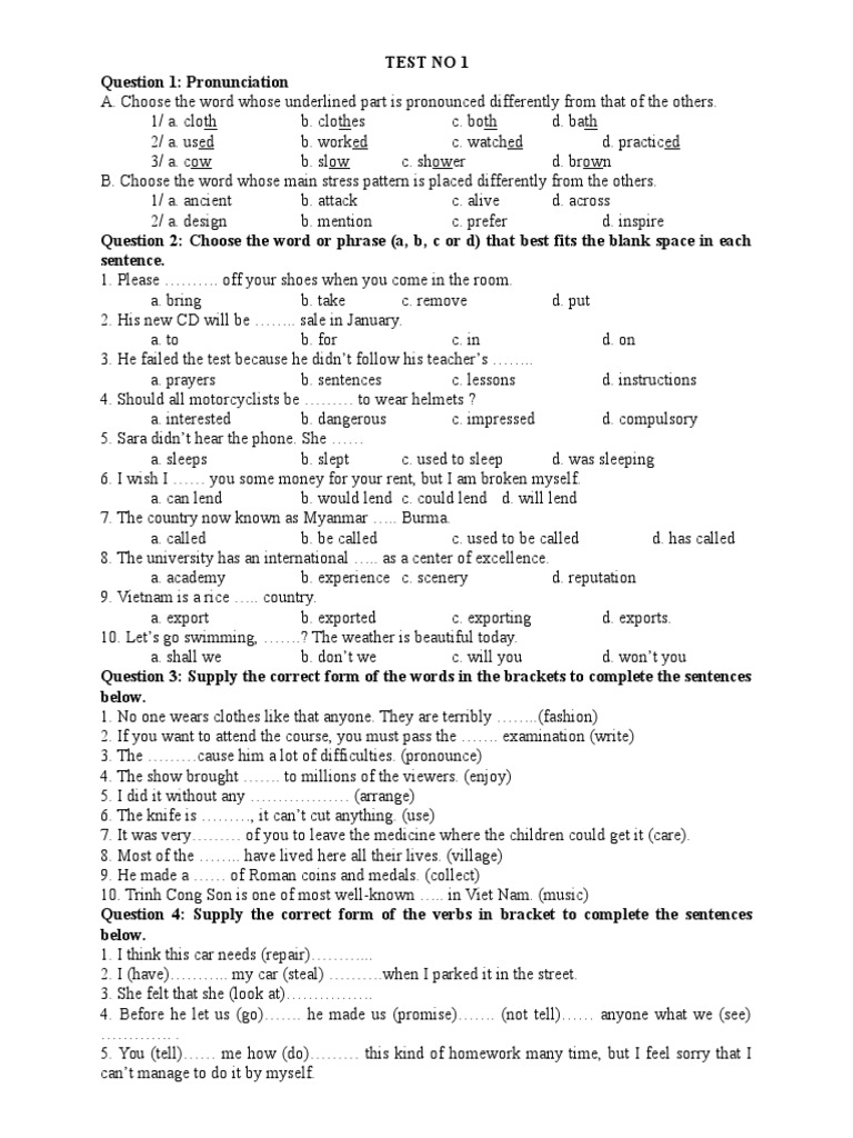 Analysis of an English Language Proficiency Test | PDF | Jeans | Trousers