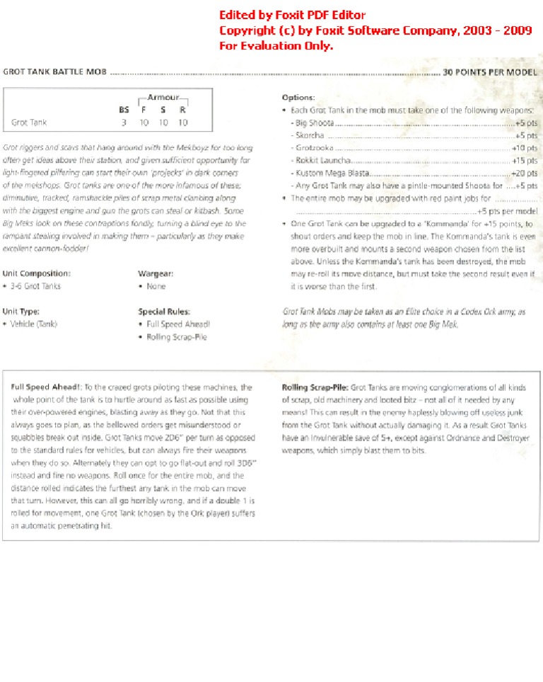Grot Tanks | PDF
