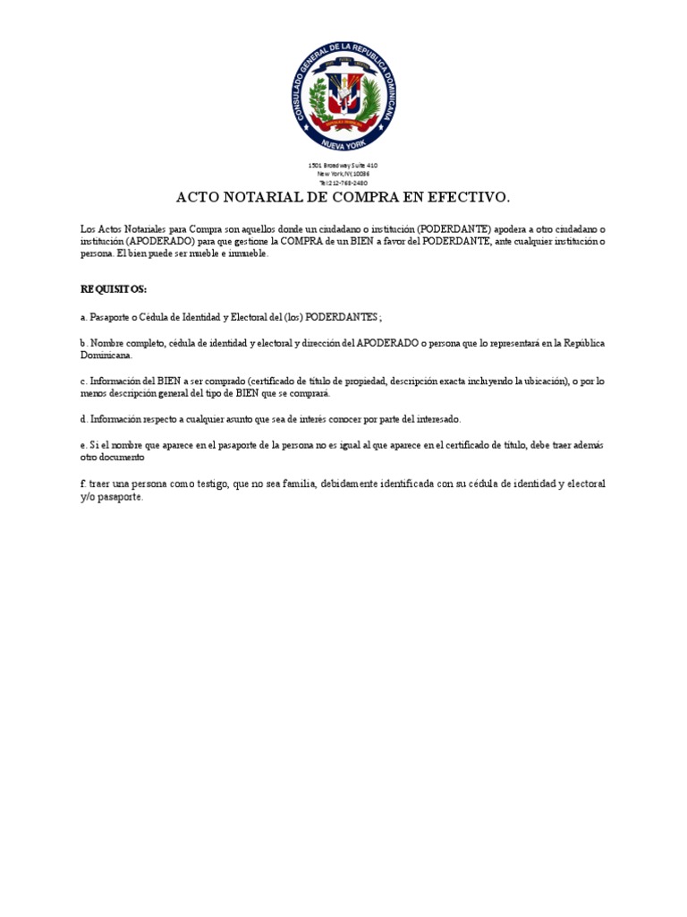 Acto Notarial de Compra en Efectivo | PDF