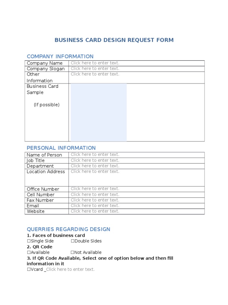 Business Card Design Request Form2 | PDF