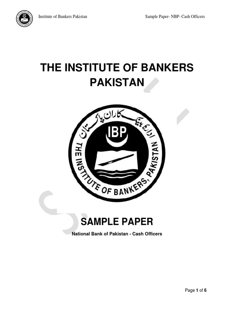 NBP Cash Officer Sample Paper Revised | PDF | Wright Brothers | Banking