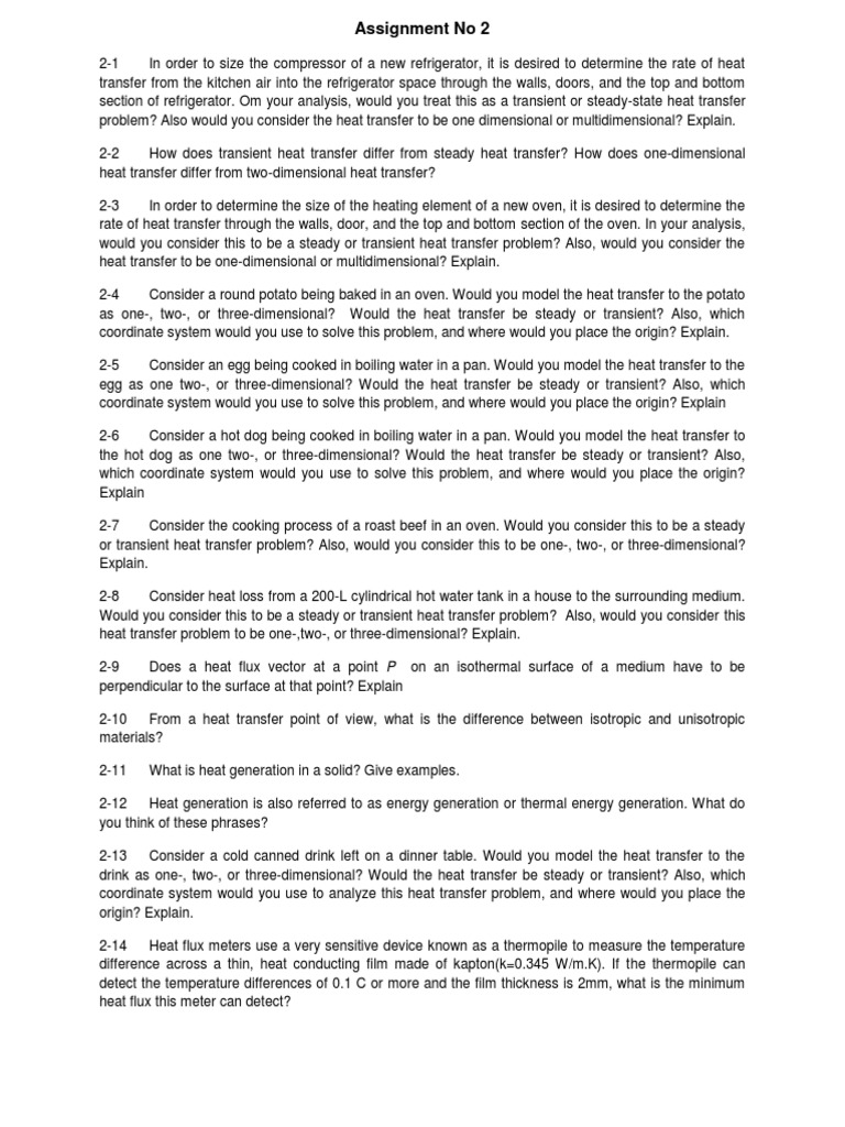Heat Transfer Assignment 2 | PDF | Thermal Conduction | Heat