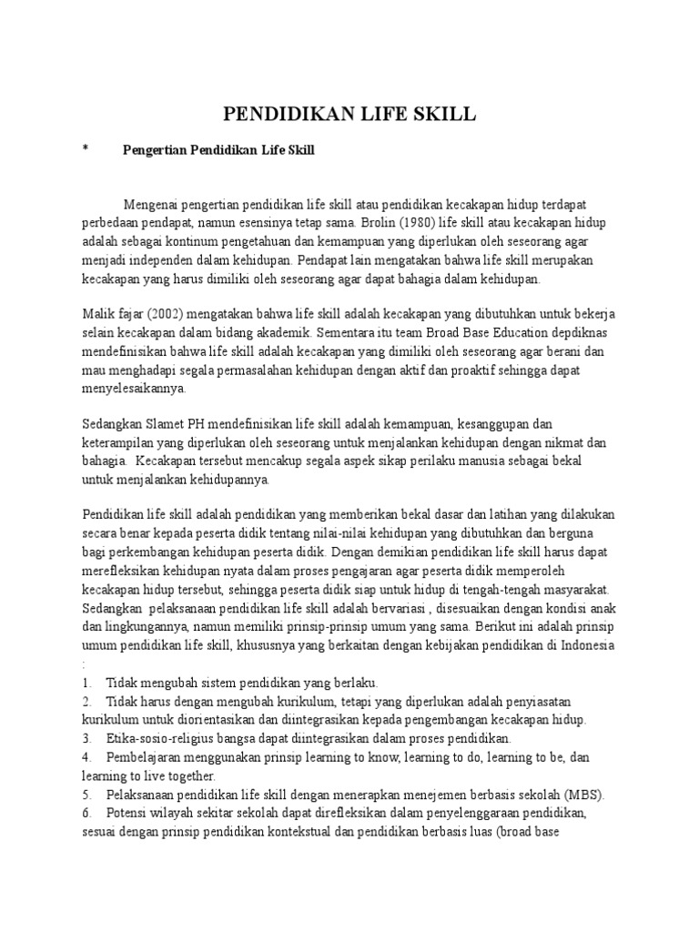 Pendidikan Life Skill | PDF